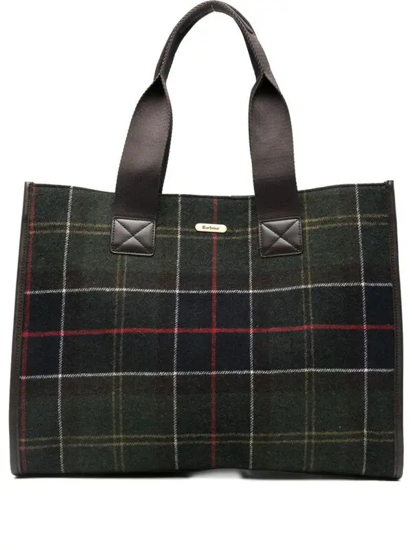Barbour Large Tartan Wool Tote Bag - Green