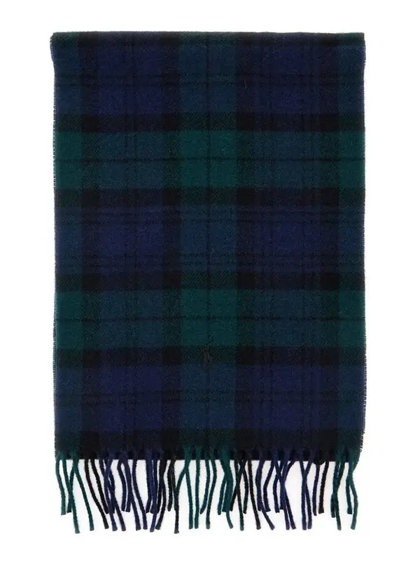 Ralph Lauren Scarf With Pony Embroidery On The Front And All-over Check Motif In Wool