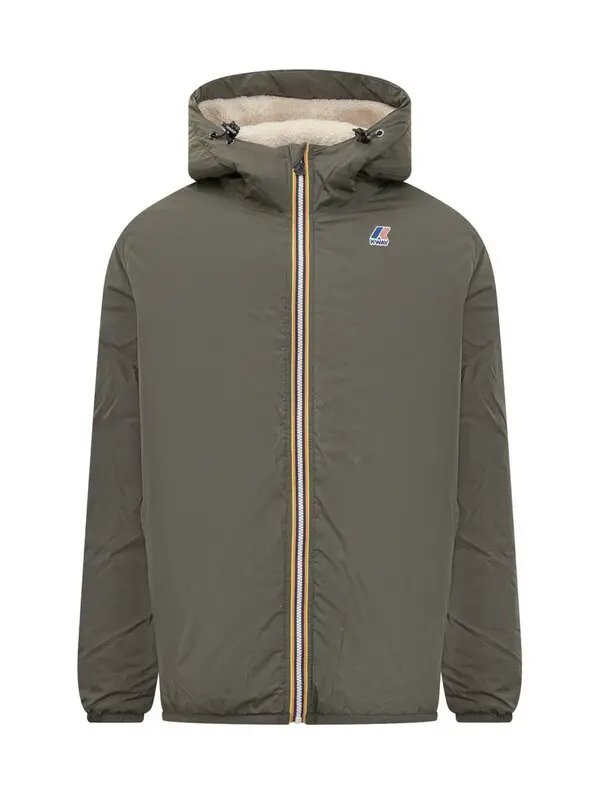 K-WAY Hooded Jacket With Sherpa Lining - Green