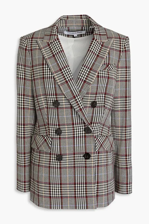 Veronica Beard Ellette Dickey Prince Of Wales Checked Tweed Blazer