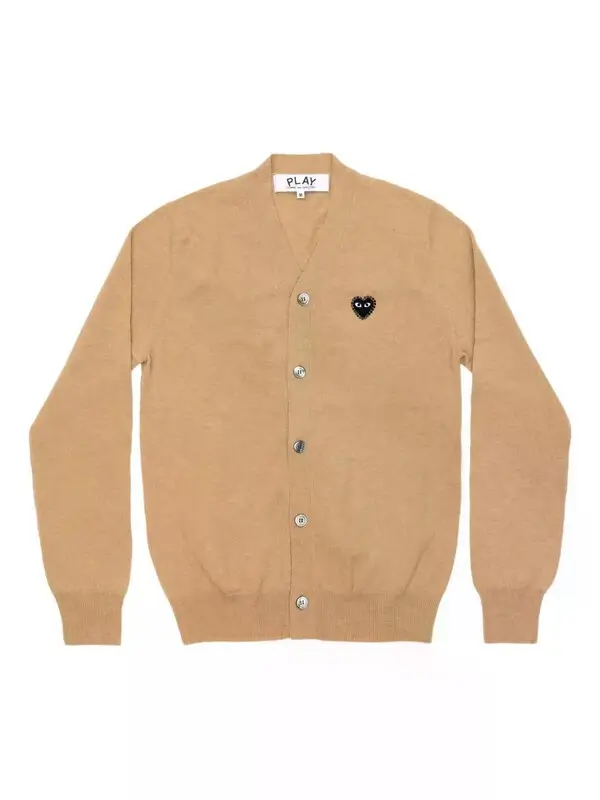Play Comme Des Garcon Heart-appliqué Cardigan - Neutrals