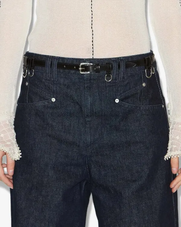 Isabel Marant Chelsea Leather Belt - Black/silver