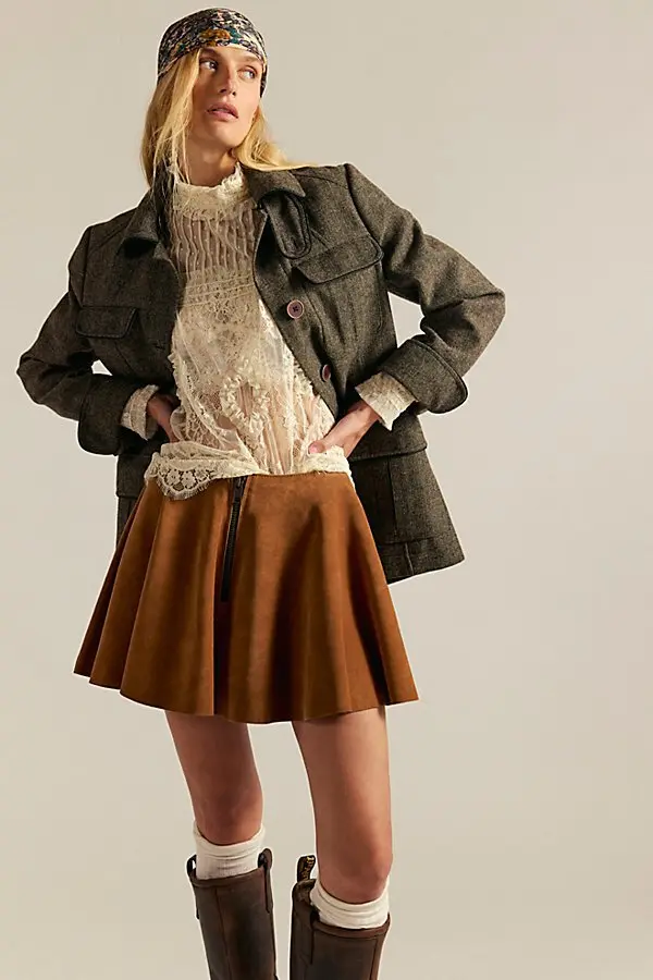 UNDERSTATED LEATHER Suede Mini Skirt