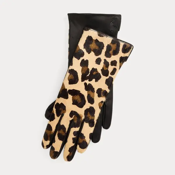 Ralph Lauren Leopard-print Leather Gloves