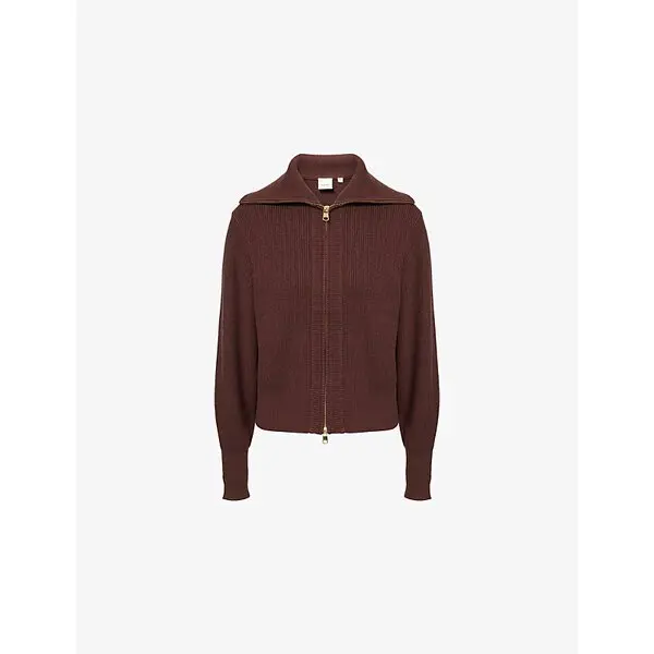 Varley Enrico High-neck Knitted Jacket - Coffee Bean