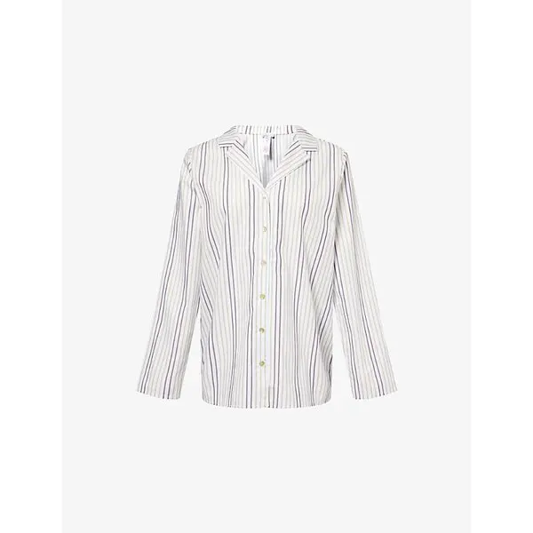 Hanro Striped Cotton-poplin Pajama Top
