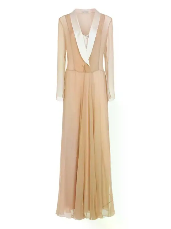 Alberta Ferretti V-neck Silk Maxi Dress - Neutrals