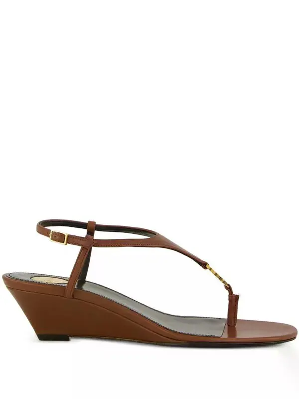 Saint Laurent 40mm Cassandre-plaque Leather Sandals