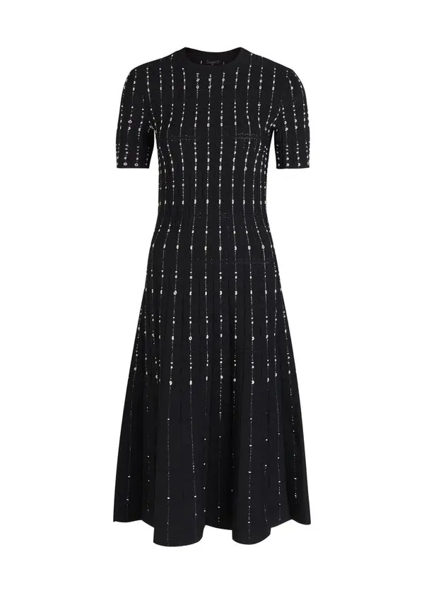 JOSEPH Stripe-embroidered Knit Midi Dress