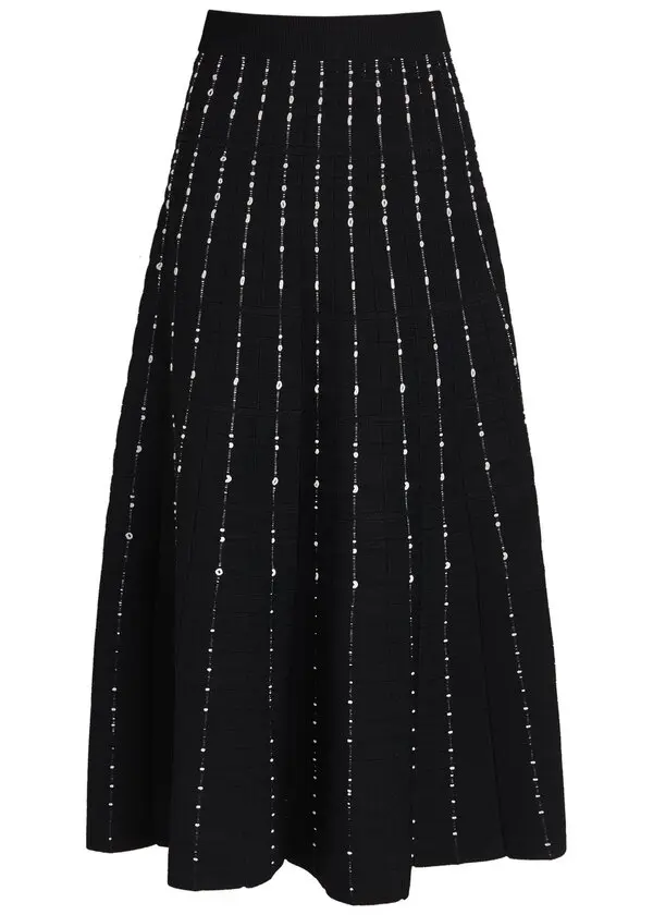 JOSEPH Stripe-embroidered Knit Maxi Skirt