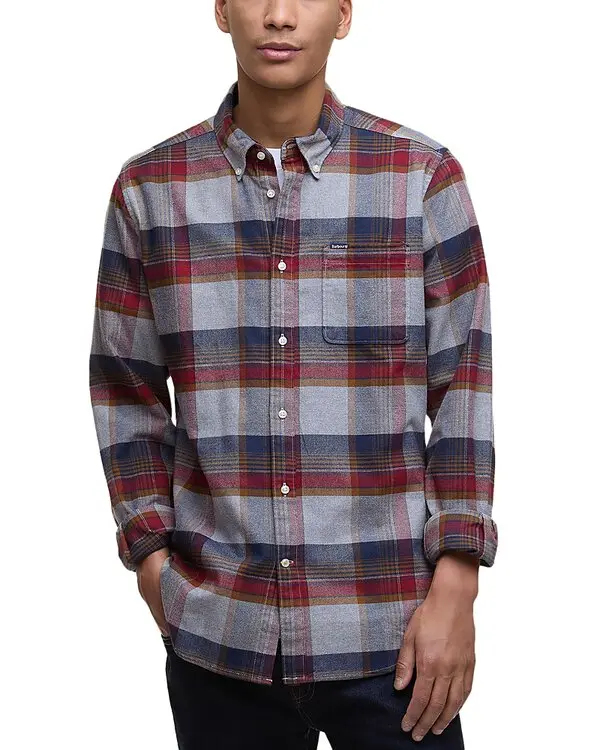 Barbour Portdown Tailored Slim Fit Shirt - Light Grey Marl