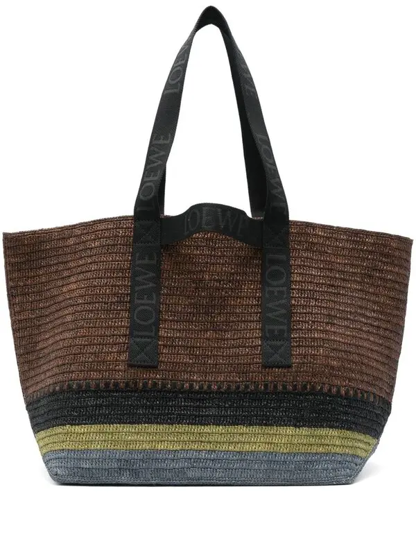 Loewe Fold Raffia Tote Bag - Brown