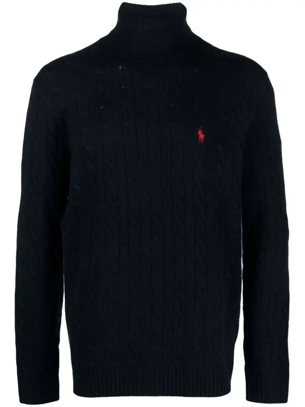 Ralph Lauren Turtleneck Cable Knit Sweater - Blue