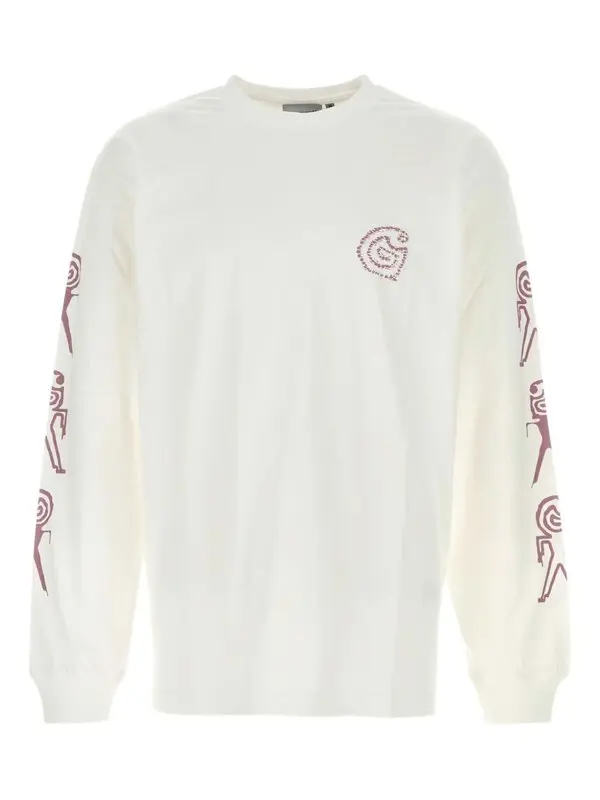 Carhartt Work In Progress T-shirt Ls Terrestrial In Organic Single Jersey - White