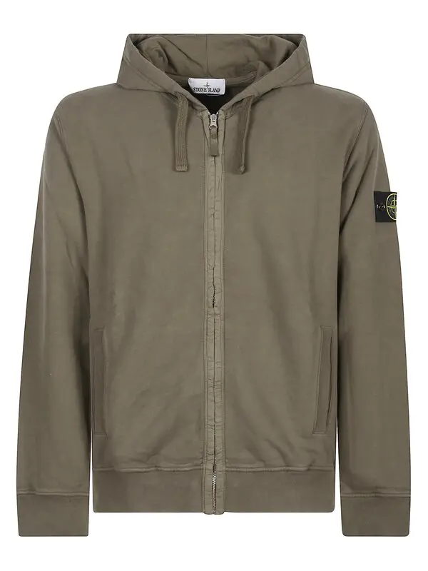 Stone Island Zip-up Hoodie - Green