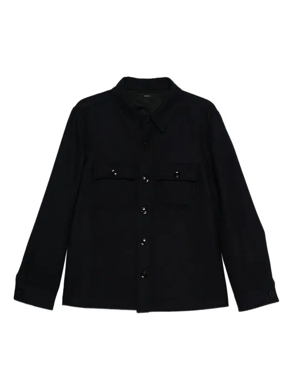 TOM FORD Double Splittable Light Wool Chest Pocket Outershirt - Blue