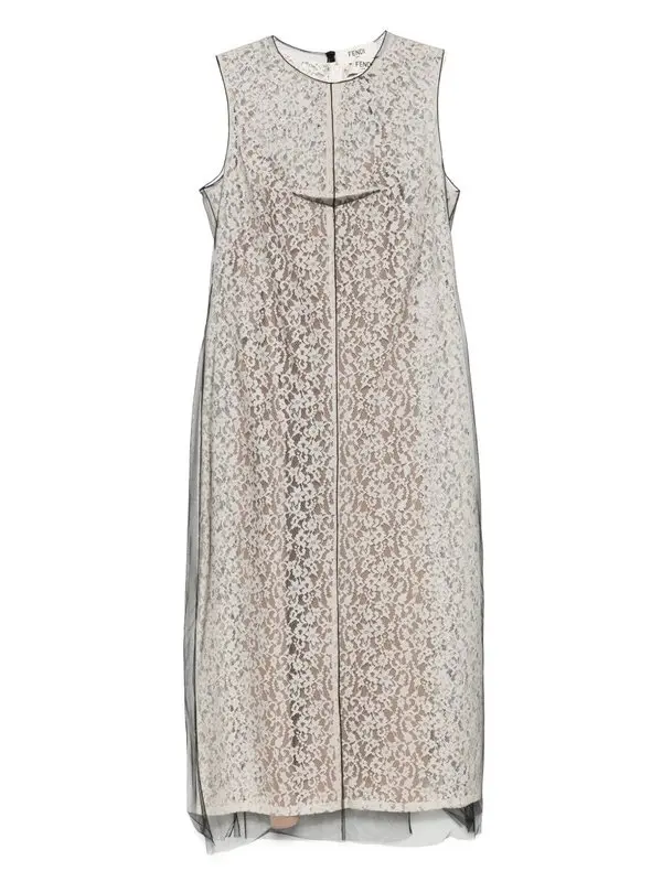 Fendi Lace Midi Dress - White