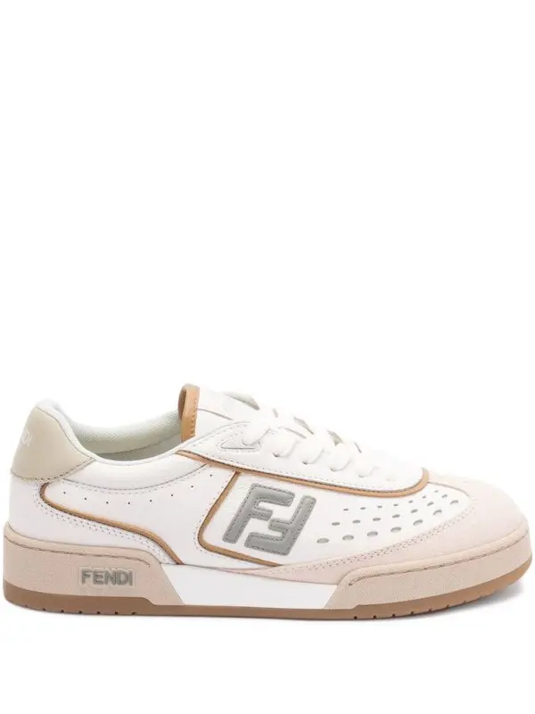 Fendi Match Leather Sneakers - Beige