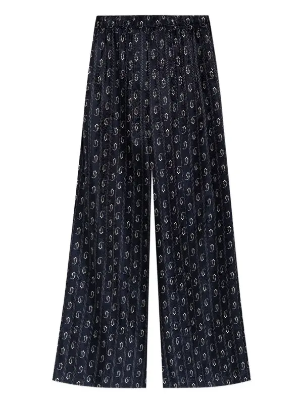 Tory Burch Jacquard Silk Trousers - Blue