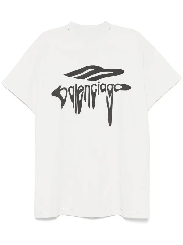Balenciaga 3b Liquified Cotton T-shirt - White