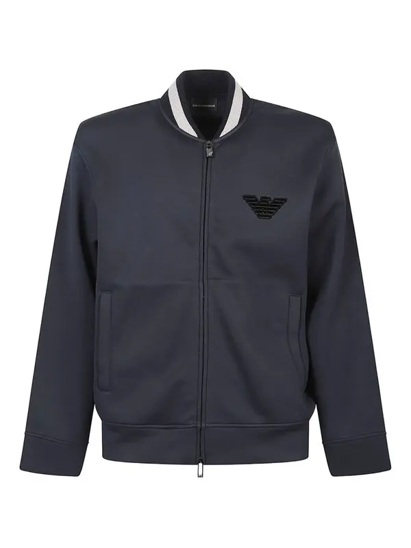 Emporio Armani Logo Zipped Sweatshirt - Blue