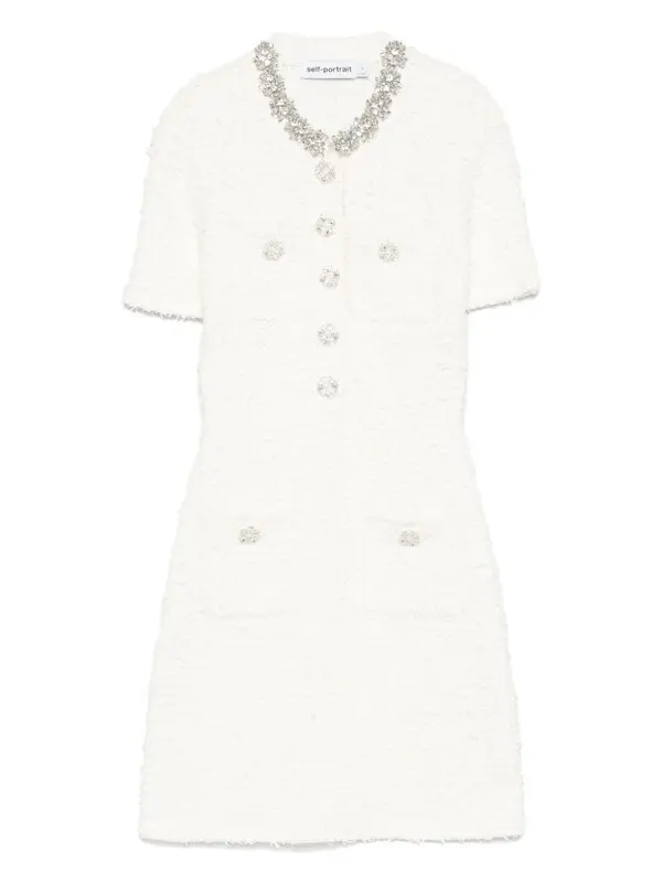 SELF-PORTRAIT Crystal-embellished Dress - Beige