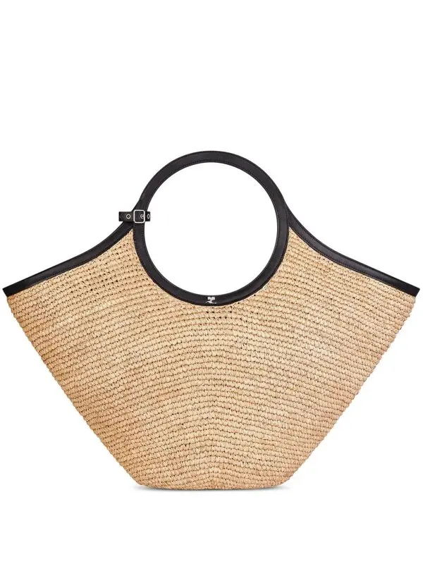 COURREGES Raffia Tote Bag - Beige