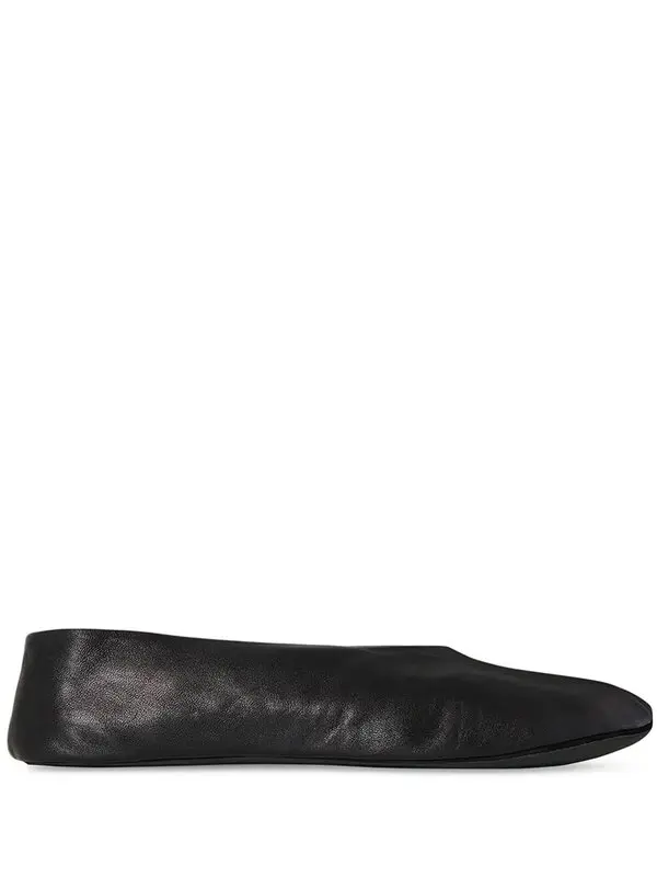 THE ROW Stella Leather Ballerinas - Black