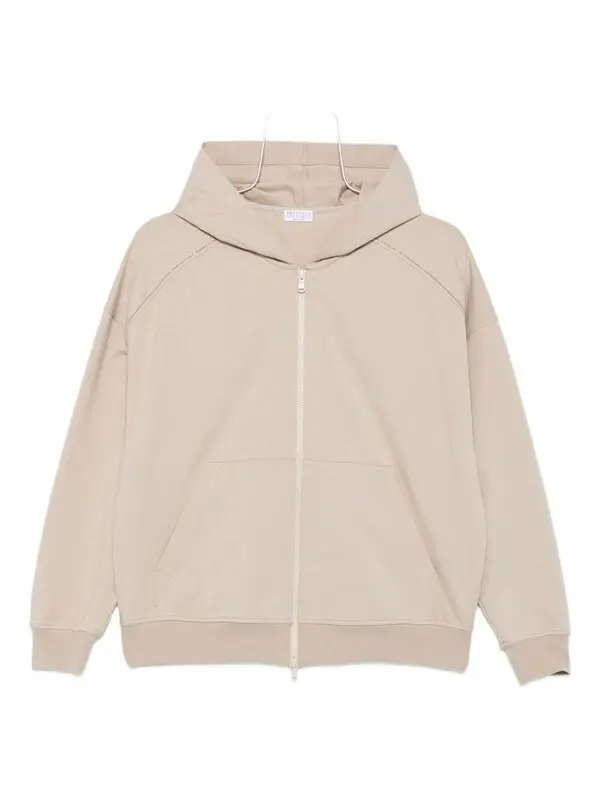 Brunello Cucinelli Cotton Zipped Hoodie - Beige