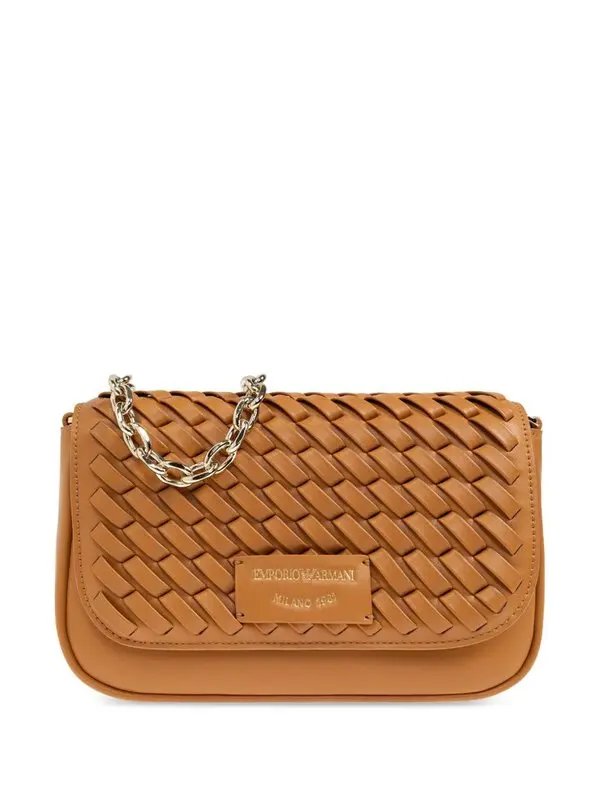 Emporio Armani Leather Wallet On Chain - Brown