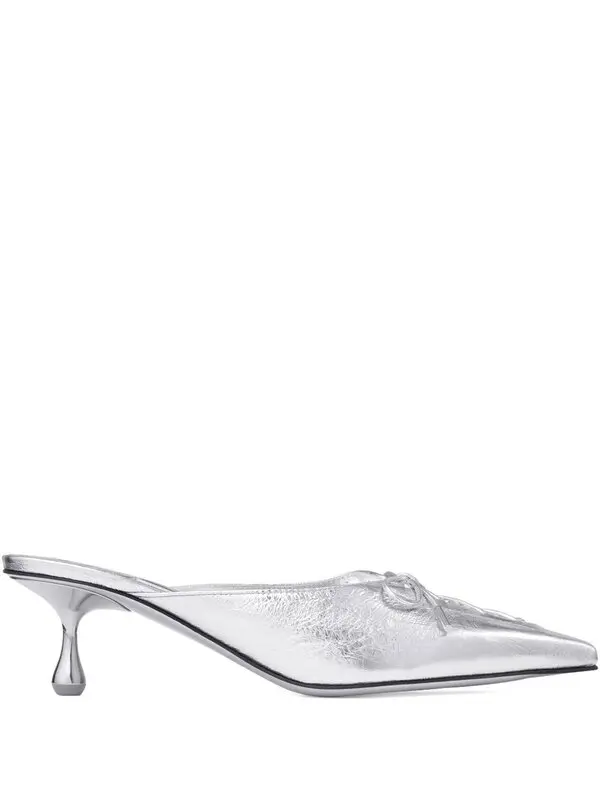 JIMMY CHOO Scarlett 50 Leather Mules - Silver