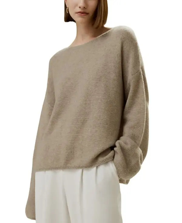 Lilysilk Relaxed Fit Drop-shoulder Silk Cashmere Blend Sweatshirt - Light Camel