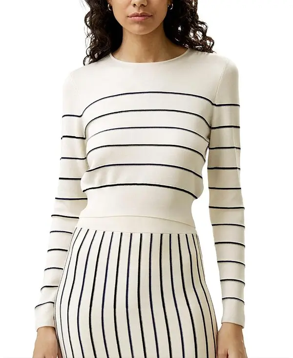 Lilysilk Cropped Silk-knitted Long Sleeve Tee