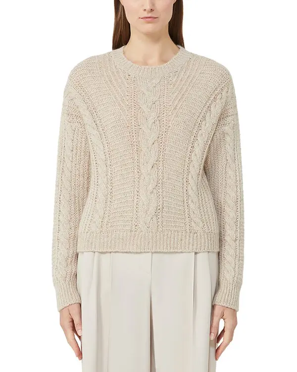 MAX MARA STUDIO Crasso Cable Knit Crewneck Sweater