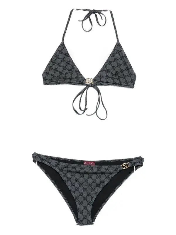 Gucci Gg Triangle Bikini Set - Black
