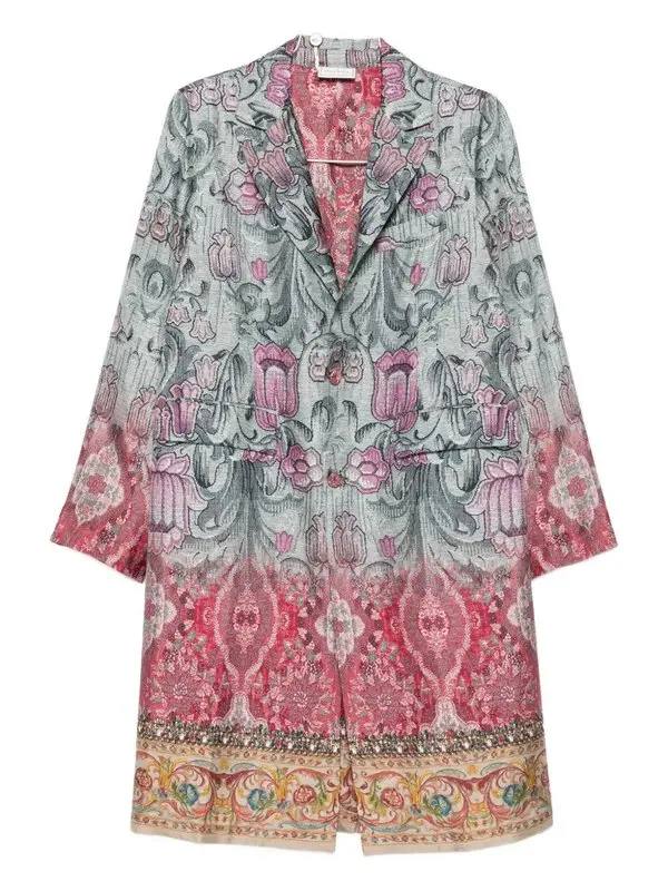 PIERRE-LOUIS MASCIA Printed Silk Single-breasted Coat - Multi