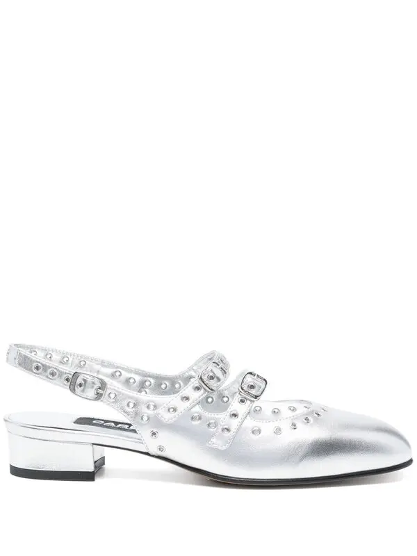 CAREL Queen Leather Ballet Flats - Silver
