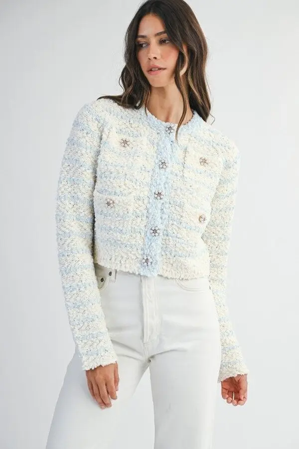 JUPE NYC Bouclé Knit Cardigan Jacket