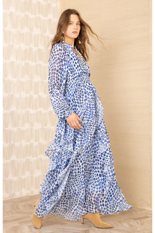 Hale Bob Karter Chiffon Maxi Dress - Blue