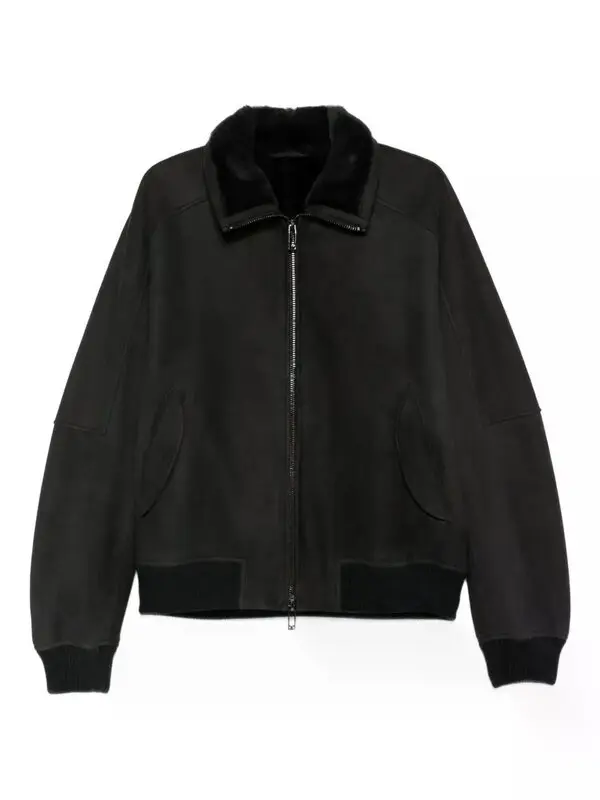 Emporio Armani Zip-front Jacket With Fur Collar
