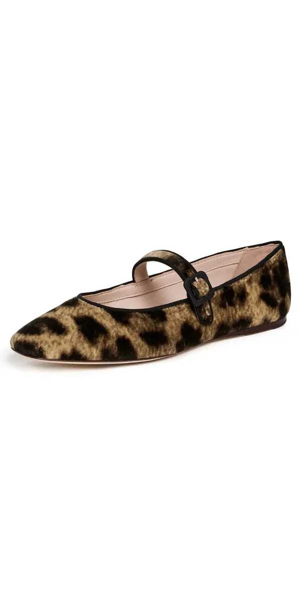 LOEFFLER RANDALL Ginger Print Velvet Mary Jane Flats - Leopard