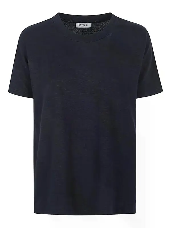 BASE Crew-neck Linen T-shirt - Blue