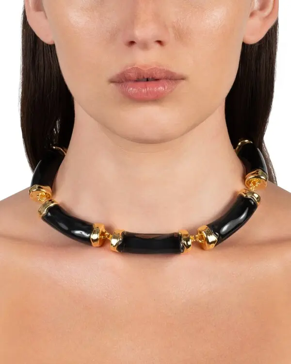 Alexis Bittar Lucite Pillow Link Collar Necklace - Onyx