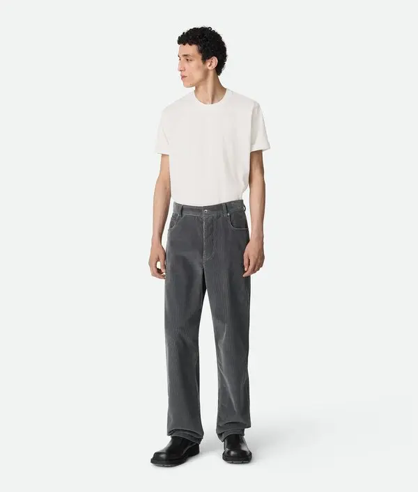 Bottega Veneta Matte Cotton Corduroy Wide Leg Pants