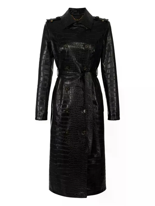 Elisabetta Franchi Crocodile-effect Trench Coat