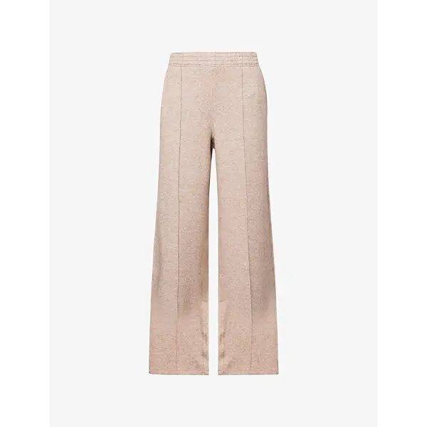 Paige Harper Wide-leg Knitted Trousers - Heathered Camel