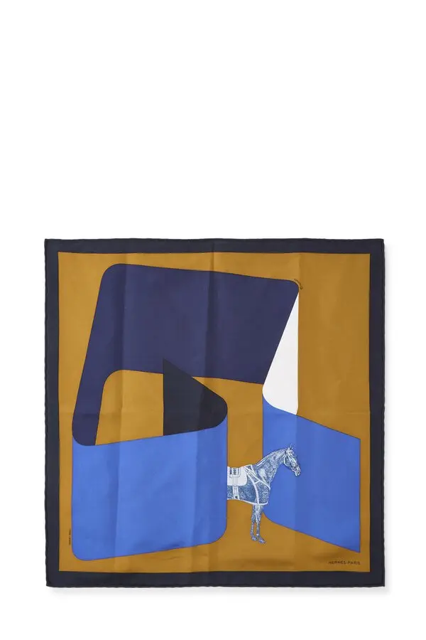 Hermès Black & Multicolor 'la Serpentine De Pierre' Silk Pocket Square