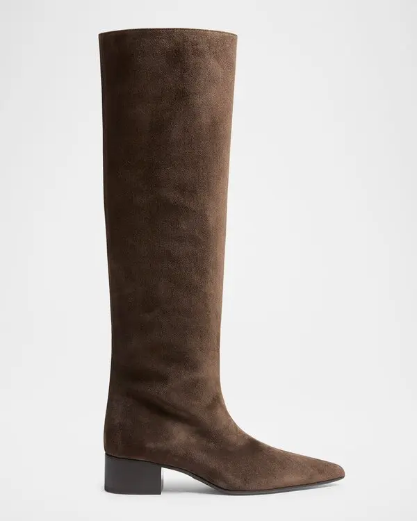 Khaite Andee Suede Knee Boots - Ebano
