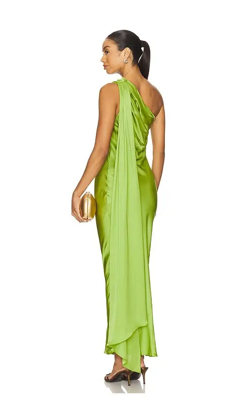 Alejandra Alonso Rojas One Shoulder Draped Gown - Olive Green