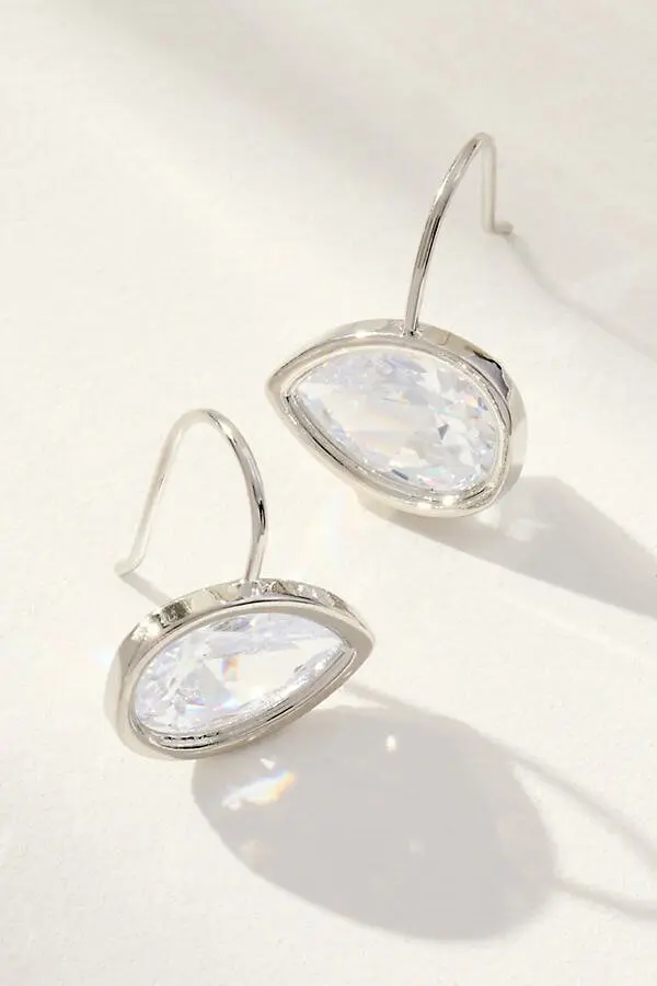 Anthropologie Crystal Teardrop Earrings - Silver